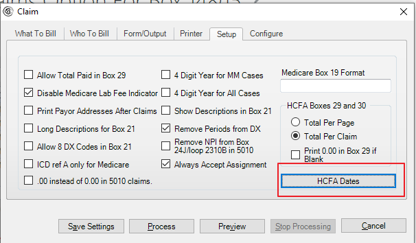 HCFA Claims Option For Box 14 & 15 – Epic Support from DBC