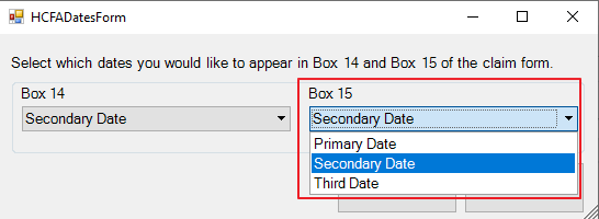 HCFA Claims Option For Box 14 & 15 – Epic Support from DBC